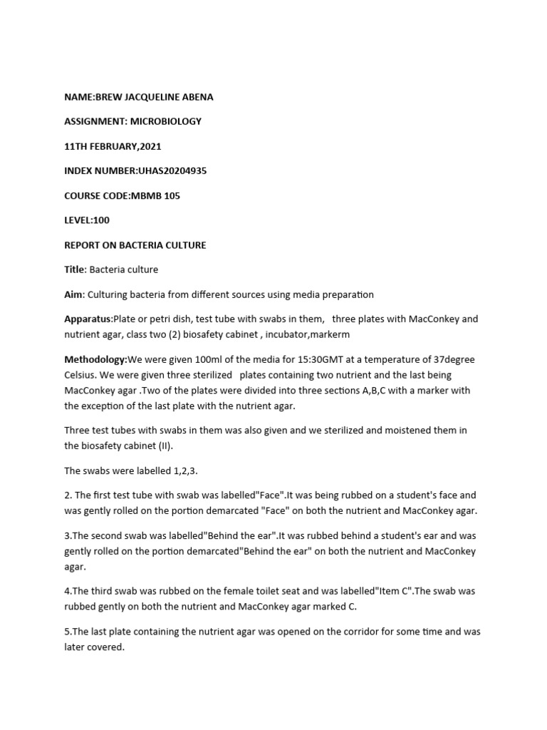 Laboratory Repo-Wps Office | PDF | Agar | Laboratories