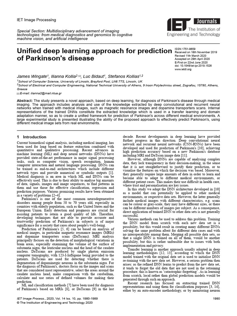 Wingate 2020 Unified Deep Learning Approach For | PDF | Deep Learning | Machine Learning
