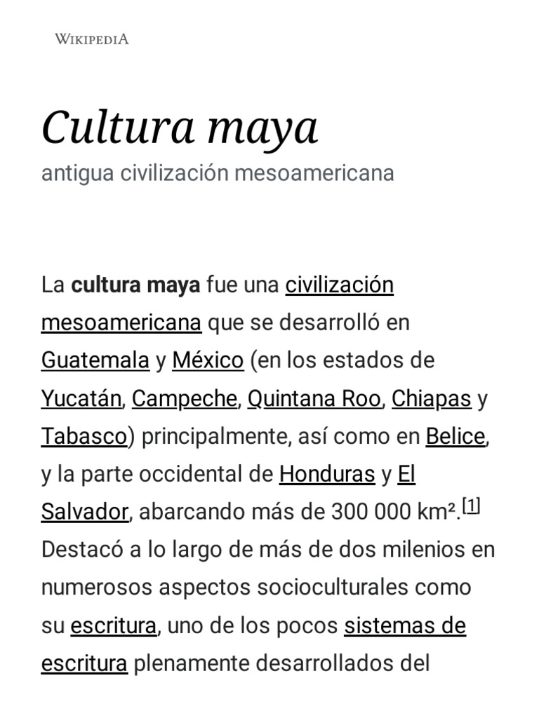 Cultura Maya - Wikipedia, La Enciclopedia Libre | PDF