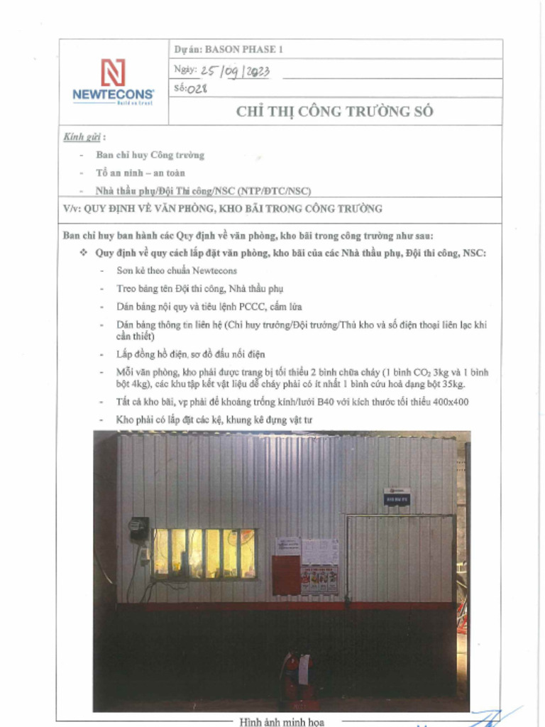 BS1 - CT - QUY ĐỊNH VỀ VĂN PHÒNG, KHO BÃI - 028 | PDF