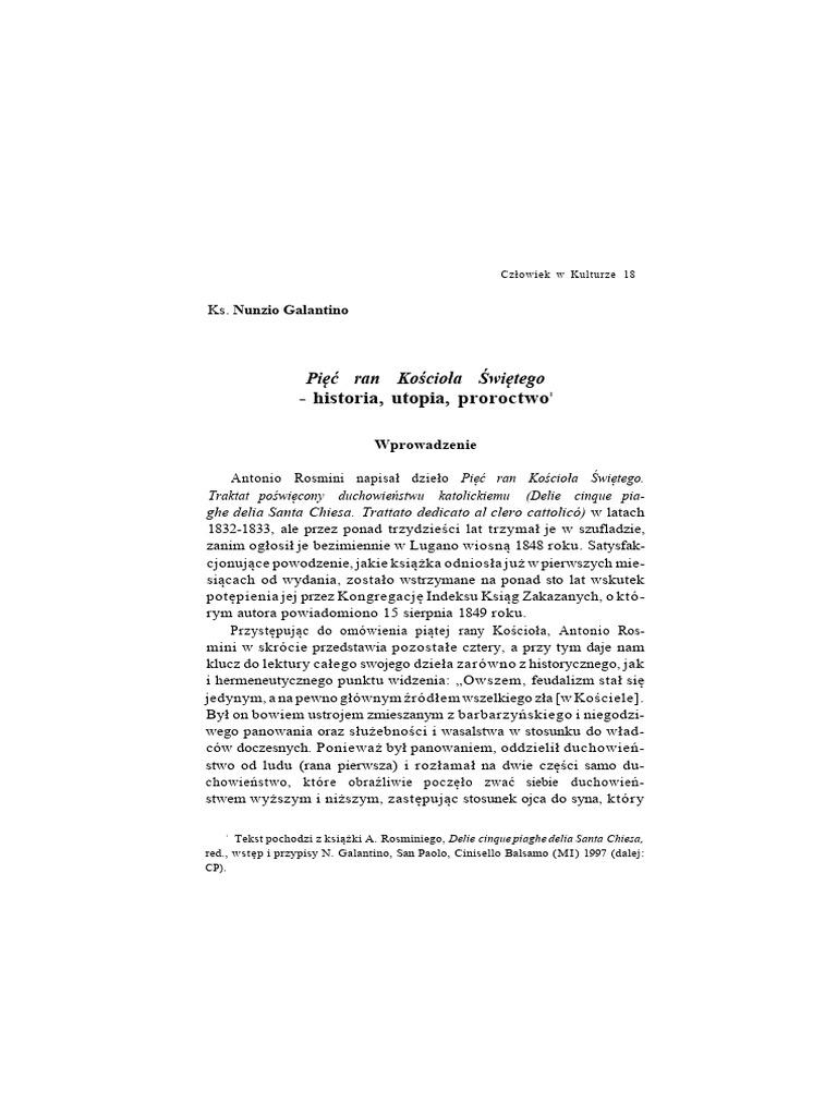 Pięć ran Kościoła Świętego - historia, utopia, proroctwo 1 | PDF