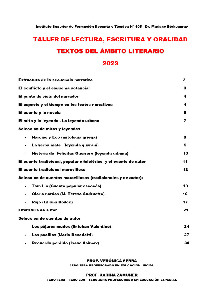 Taller de Leo Literatura | PDF | Narración | Cuentos