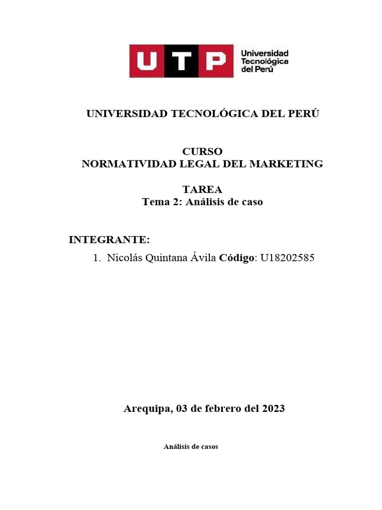 Tema 2 - Analisis de Caso | PDF | Autor