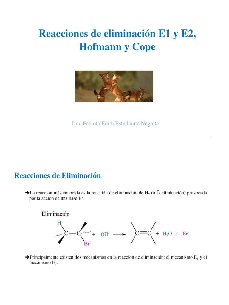 Reacciones de Eliminación E1, E2, Hoffman y Cope | PDF | Ciencias ...
