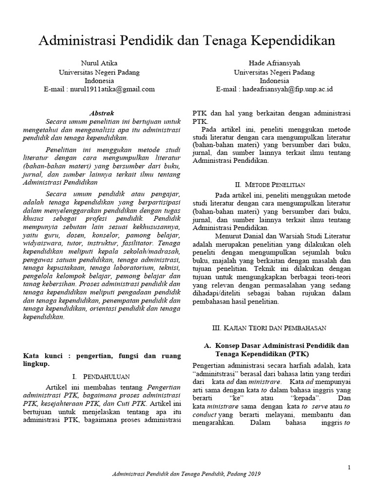 Artikel Adm 4 Administrasi PTK | PDF