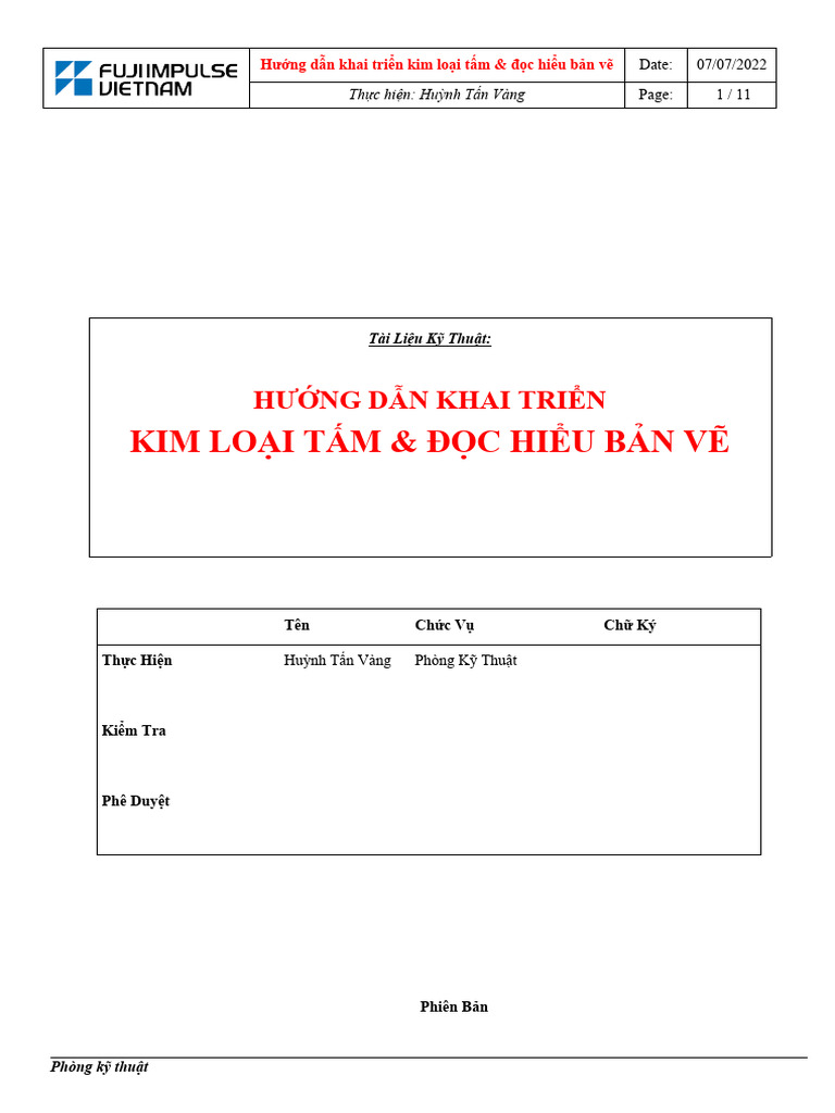 HD Xu Ly Kim Loai Tam & Doc Hieu Ban Ve | PDF