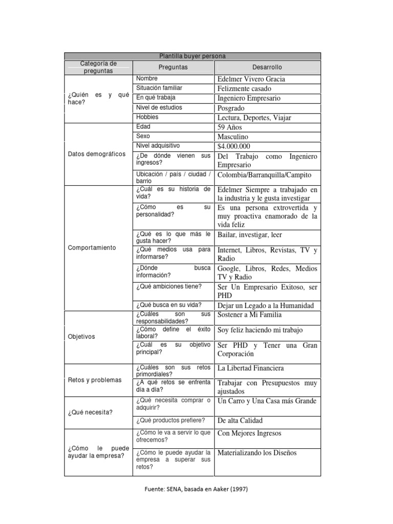 Evidencia Informe. Buyer Persona. AA2-EV02 | PDF