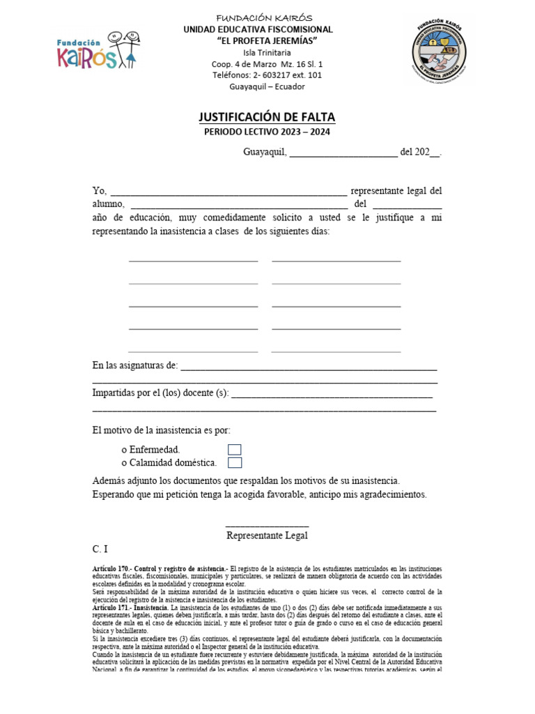 0rdjlywd41 Justificacion de Faltas | PDF