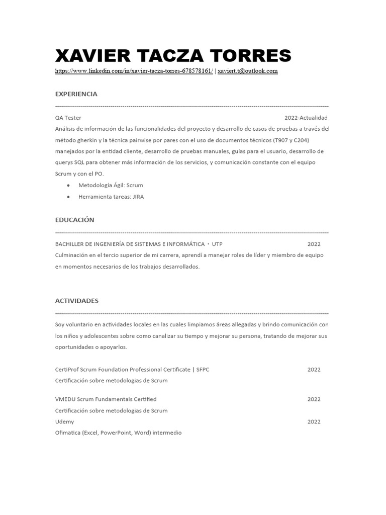 CV Xavier Tacza | PDF