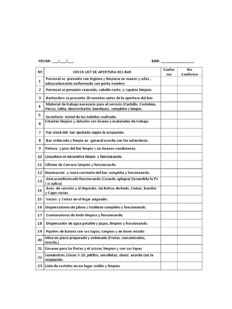 documento de chek list | PDF