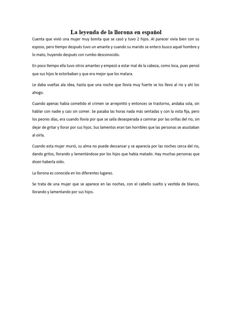 Leyenda de La Llorona: Historia y Mitos | PDF | Poesía | Ficción general