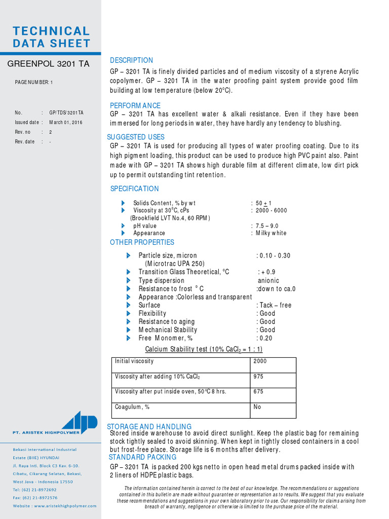 TDS Gp3201ta | PDF | Paint | Water