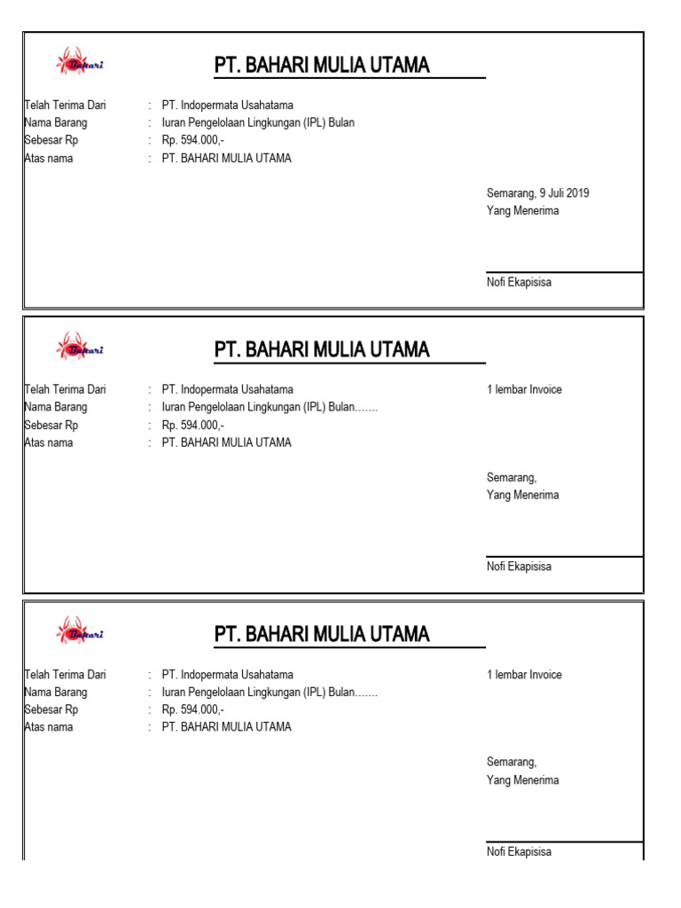 Form Tanda Terima | PDF