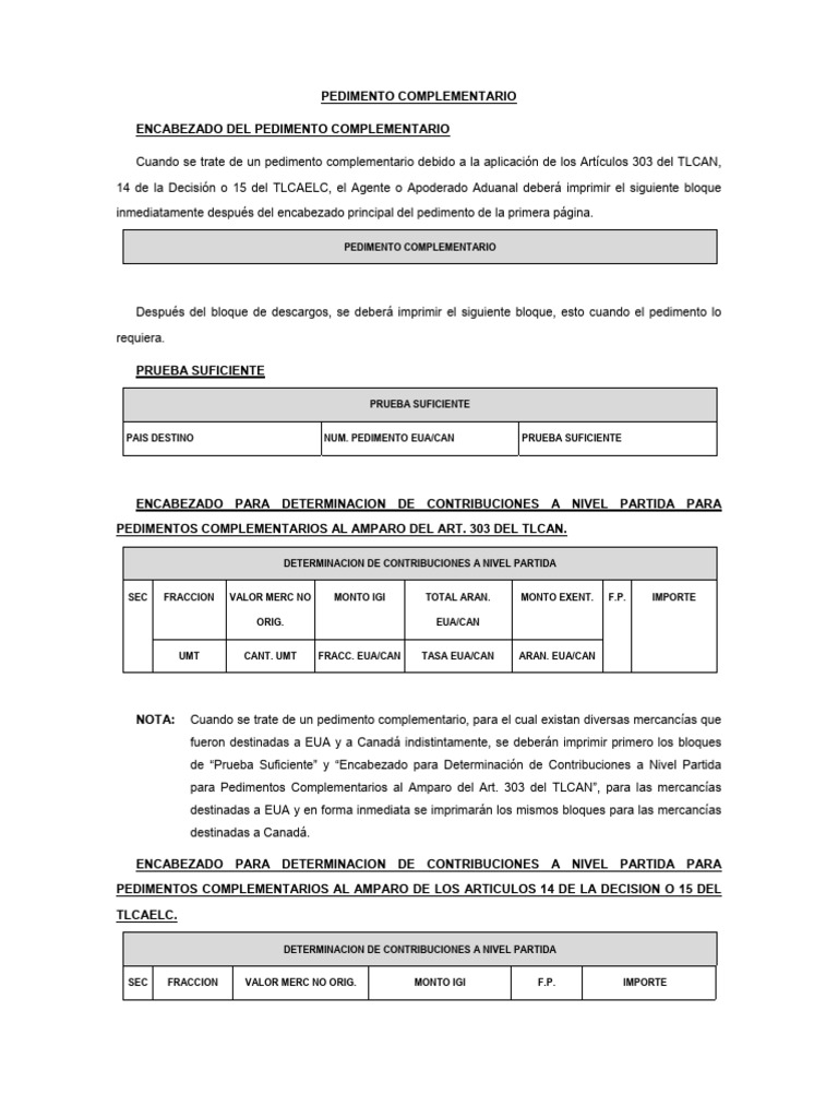 Formato Pedimento Aduanal | PDF