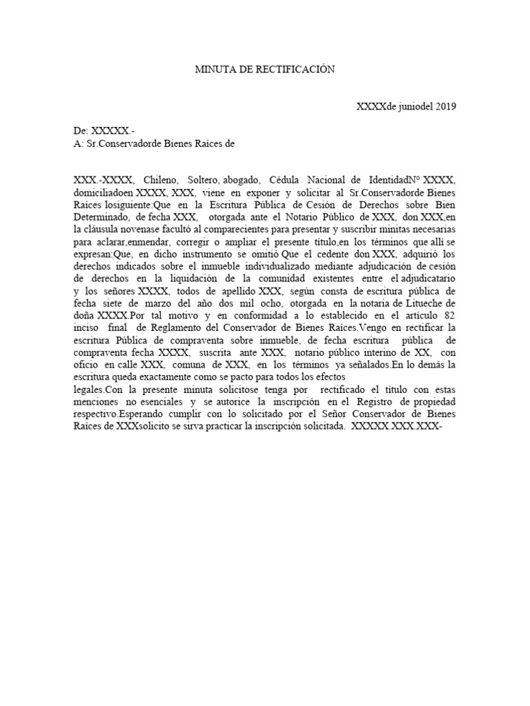 Minuta de Rectificación CBR | PDF