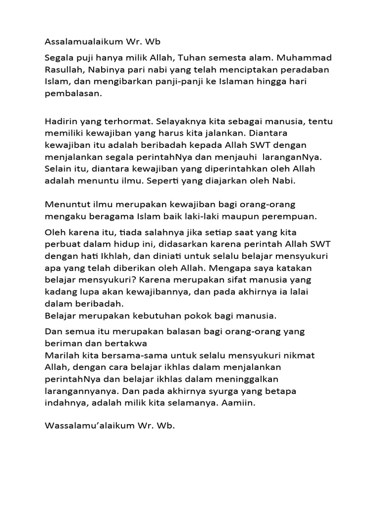 Teks Pidato Anak-Anak | PDF