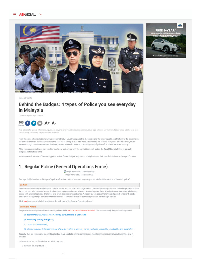 Asklegal My P Police Uniform Duty Powers PDRM Bantuan Traffic Badge JPJ ...