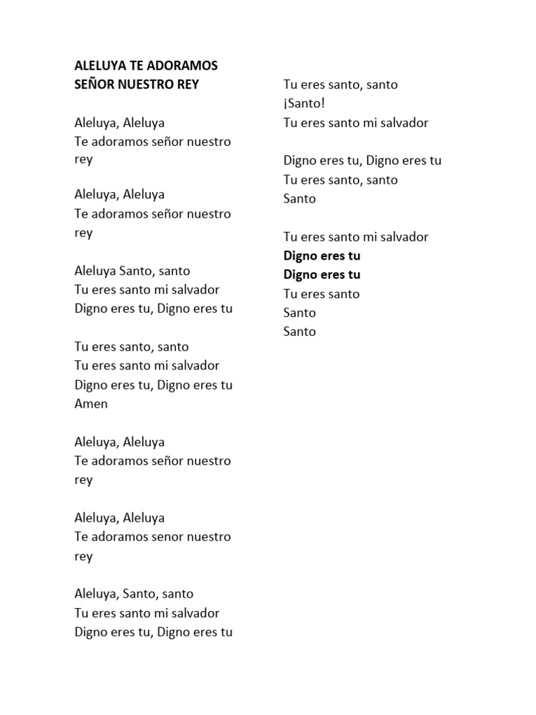 Aleluya, Te Adoramos Señor Rey | PDF | Religión y espiritualidad