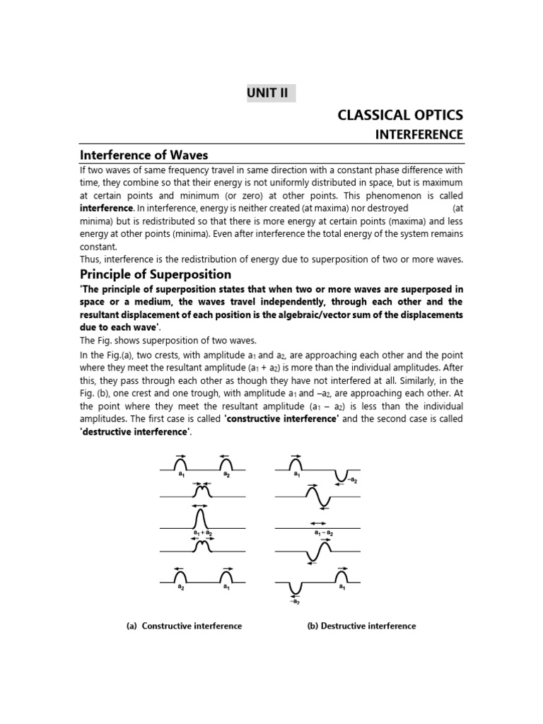 Unit II Wave Optics | PDF