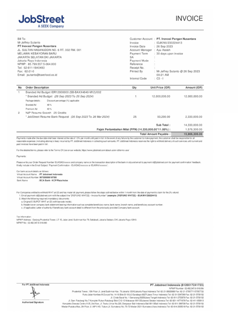 Invoice - PT. Inovasi Pangan Nusantara | PDF