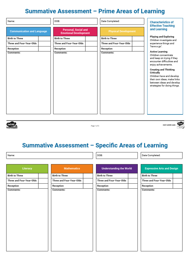 TF Pa 205 Summative Assessment Form For Prime and Specific Areas of ...