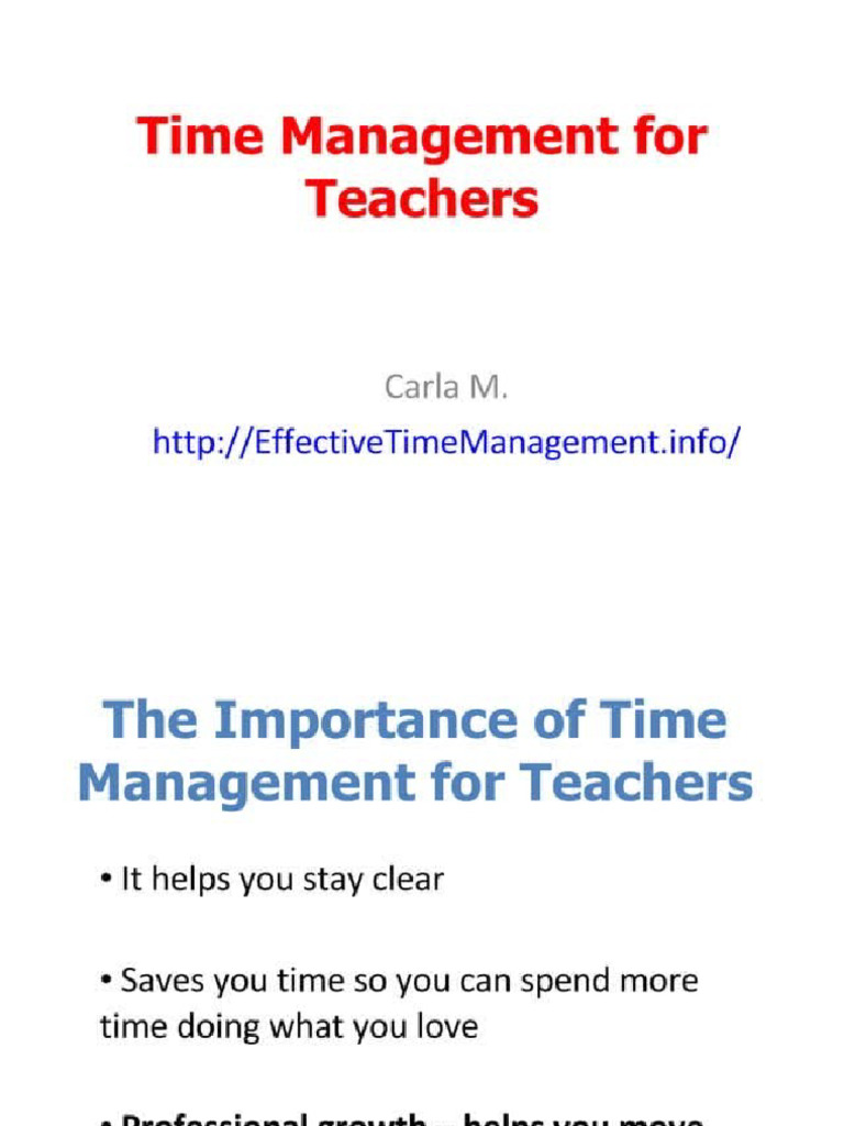 Time Management For Teachers | PDF