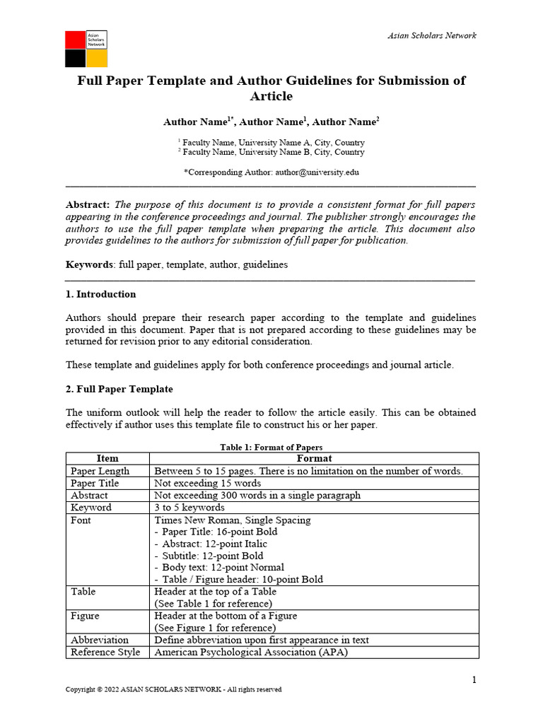 ASNet Full Paper Template - English Ver 1.0 | PDF