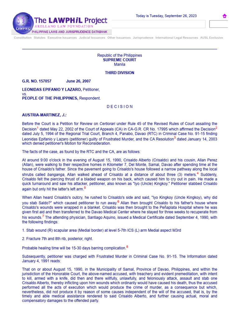 Frustrated Murder Case Review | PDF