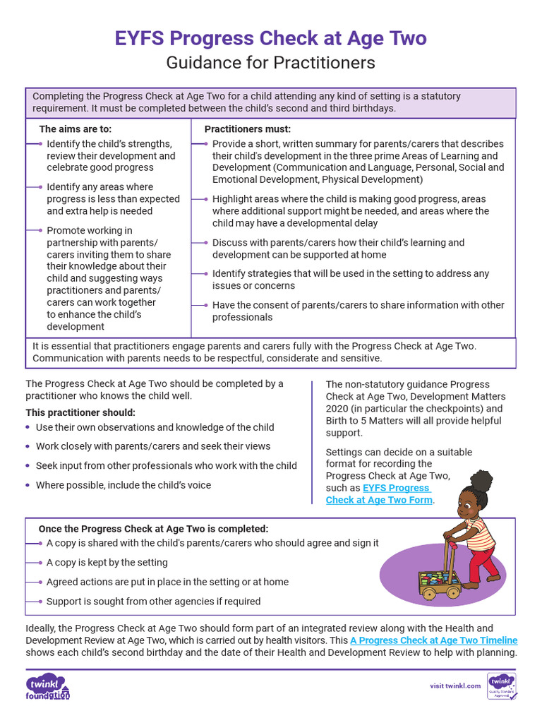 EYFS Progress Check at Age Two Guidance For Practitioners | PDF