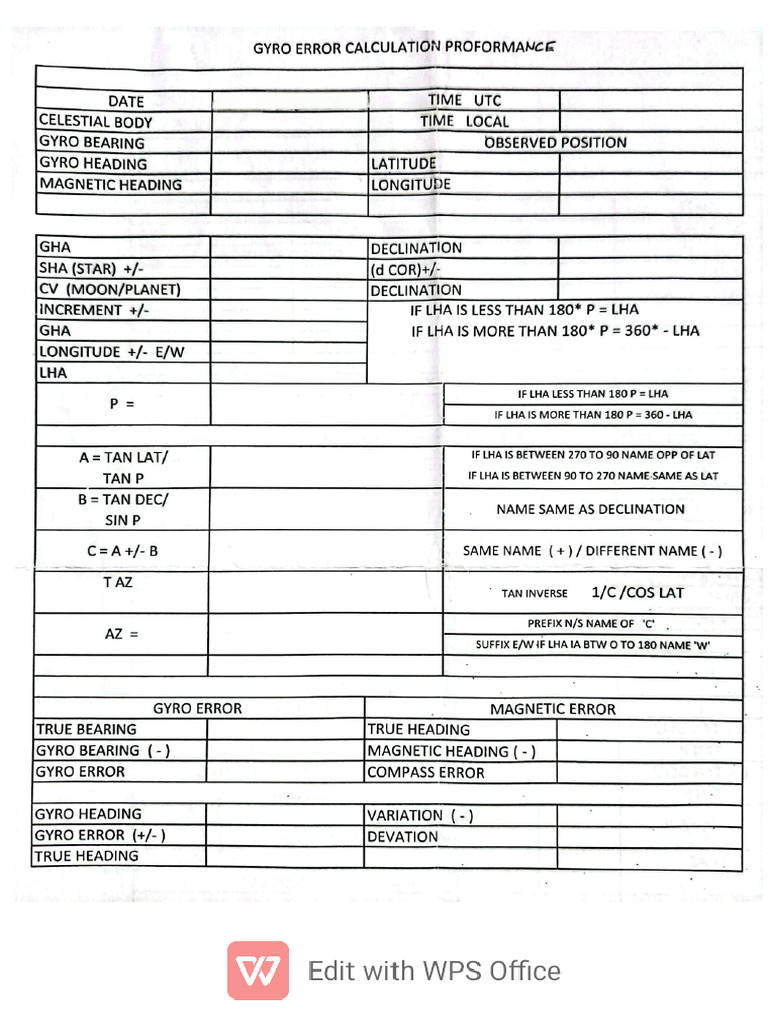 GYRO ERROR CALCULATION GUIDE | PDF