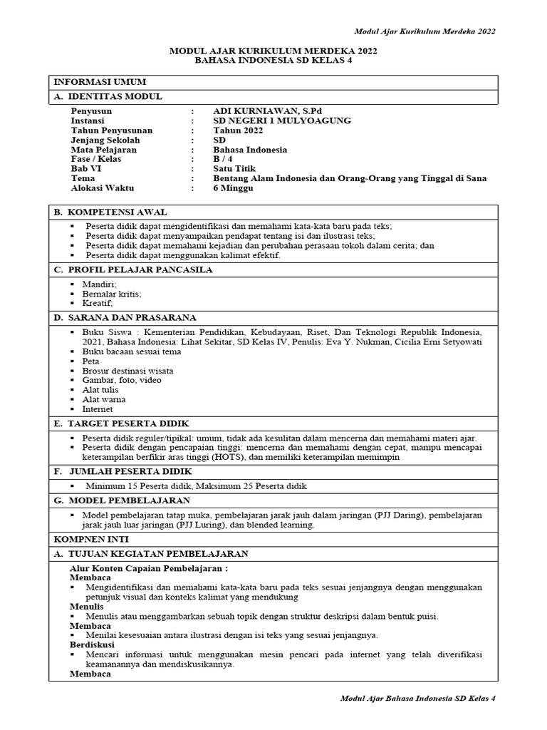 BAB 6 - MA B Indo Kls 4 | PDF