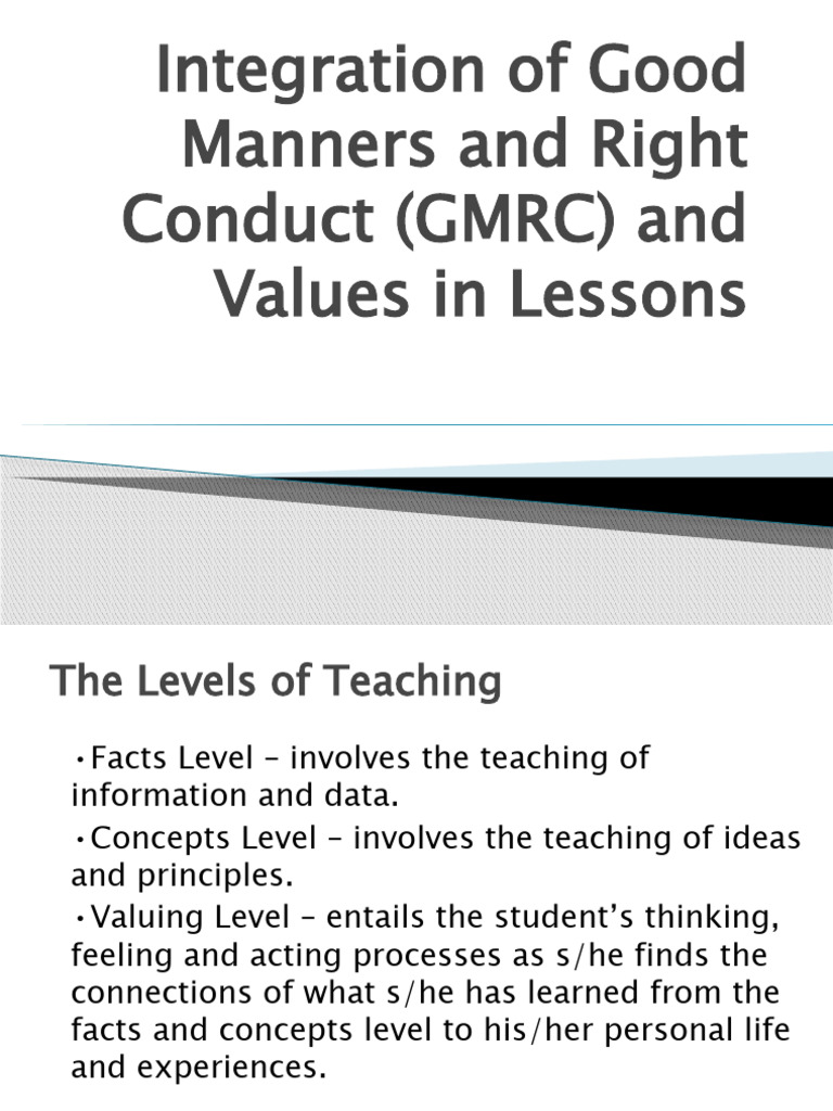 Integration of Good Manners and Right Conduct | PDF