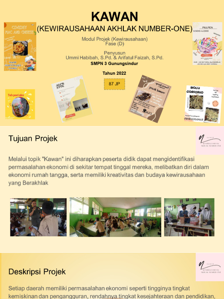 Modul Projek Kewirausahaan - Kawan (Kewirausahaan Akhlak Number-One) - Fase D | PDF