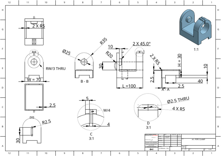 Pipe Clamp Drawing Details | PDF