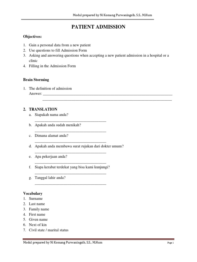 Patient Admission | PDF