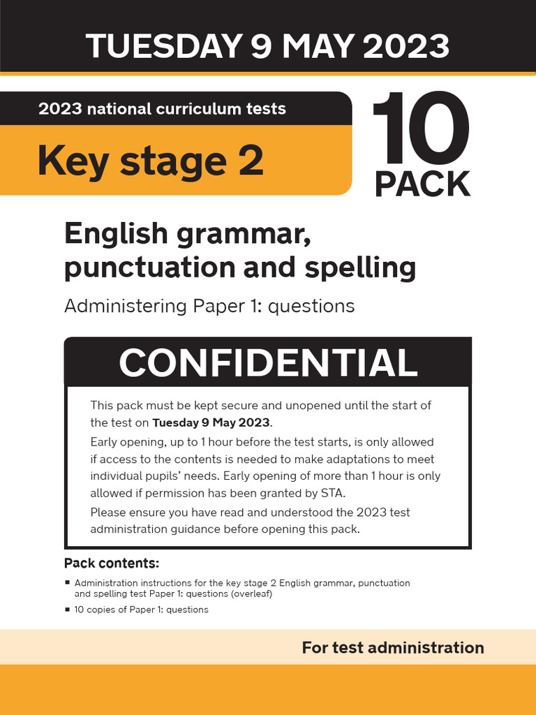 2023 Key Stage 2 English Grammar Punctuation and Spelling Administering ...