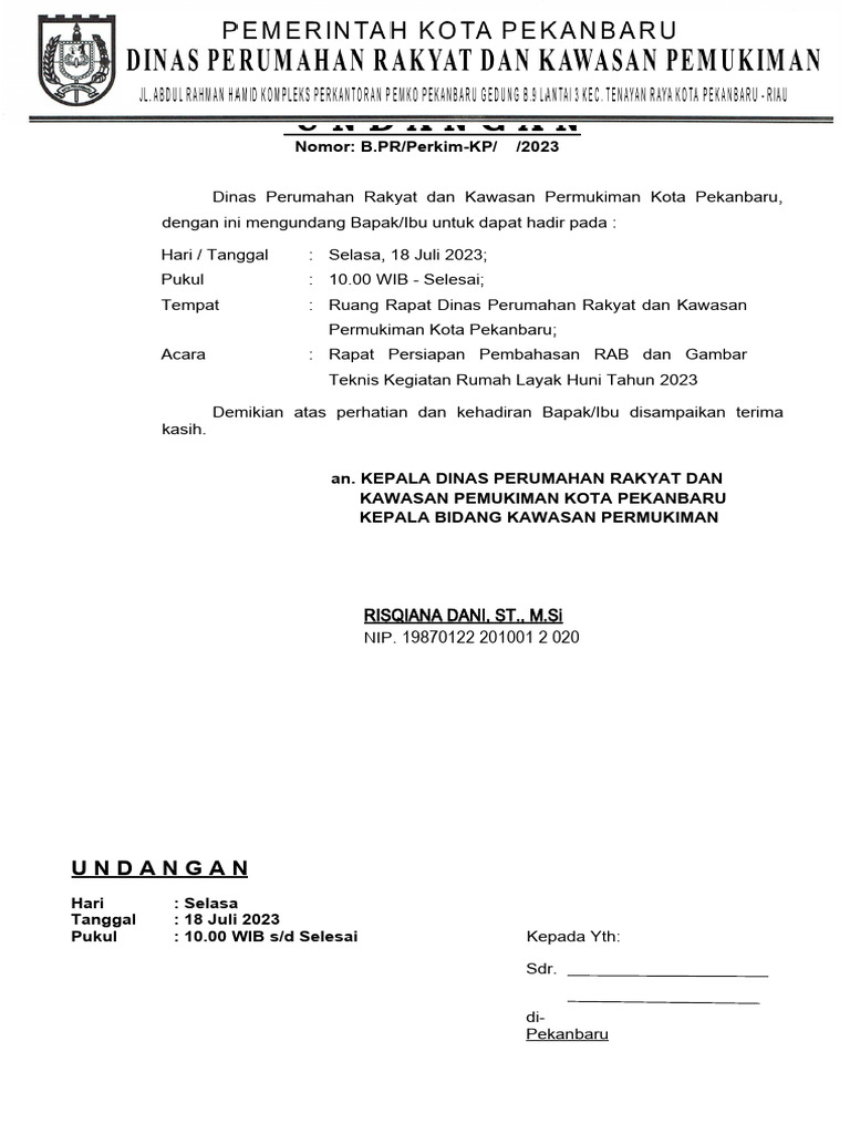 Undangan Bankeu POKMAS | PDF