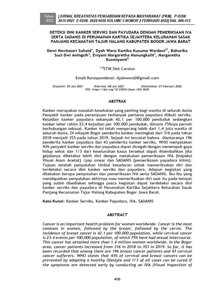 Jurnal Deteksi Dini Kanker 1 Pdf