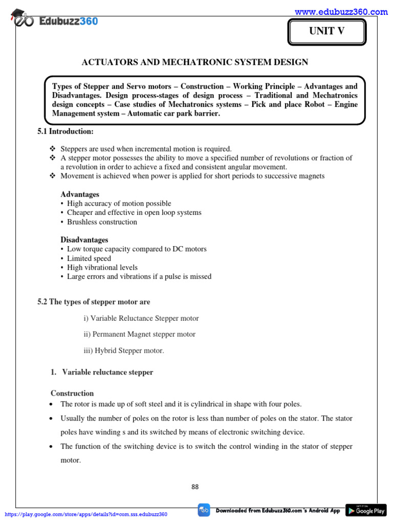 ME8791 Mechatronics UNIT 5 Notes | PDF