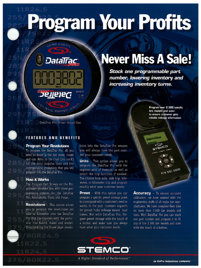 STEMCO DataTrac Pro Hubodometer Reference Catalog Opt | PDF