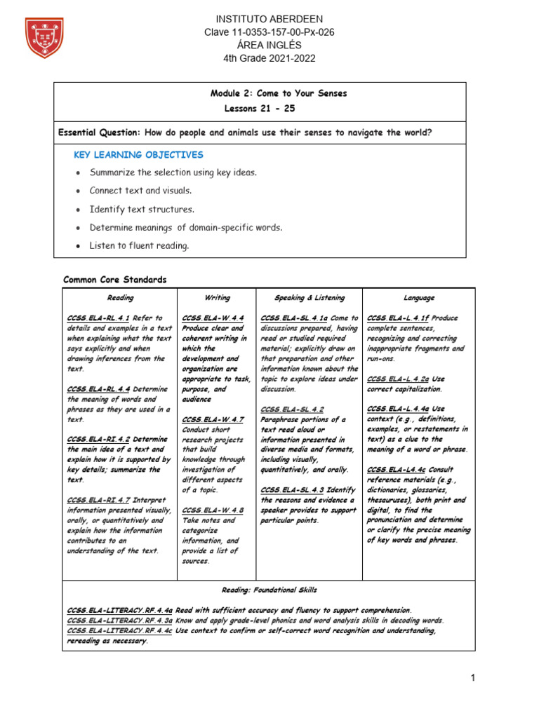 HMH 4th Grade Module 2 Overview | PDF | Career & Growth | Foreign ...