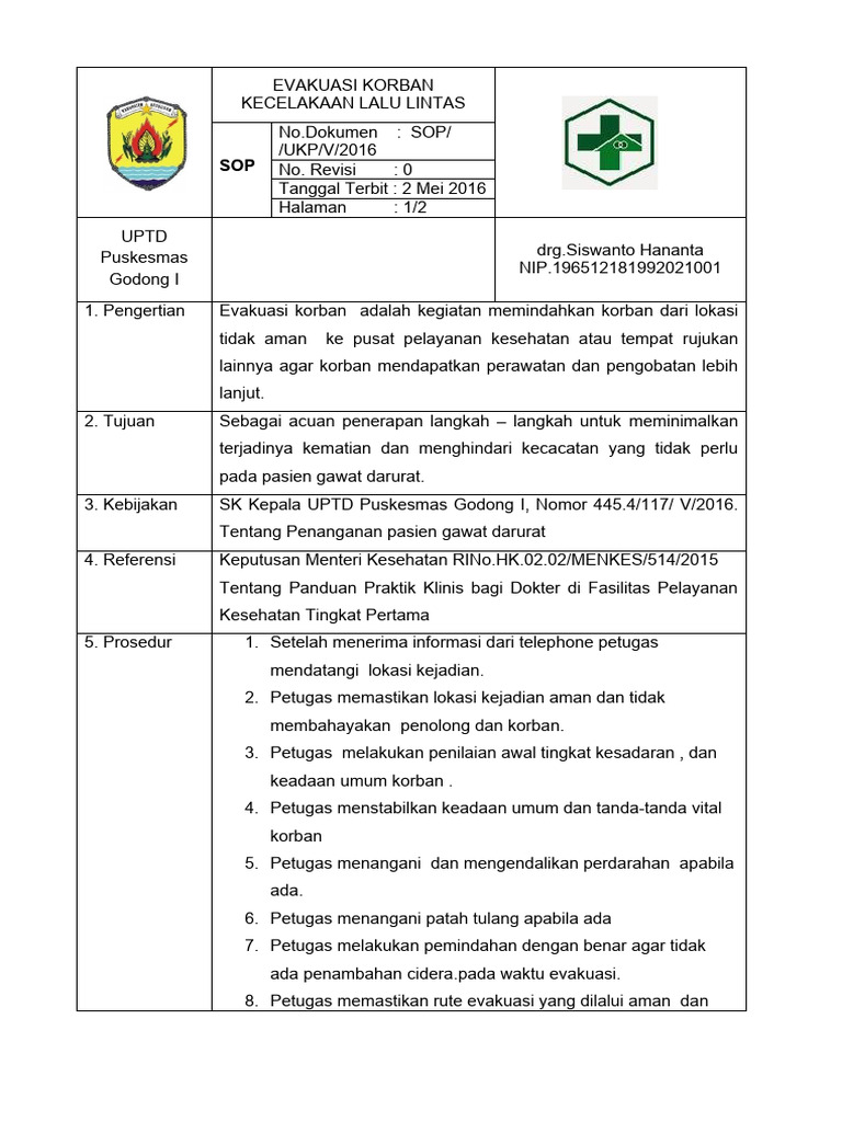 Sop Evakuasi KLL | PDF | Pengembangan Diri | Kesehatan Holistik