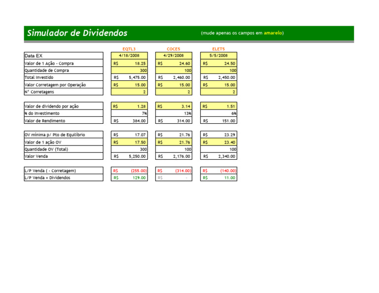 Simulador de Dividendos | PDF