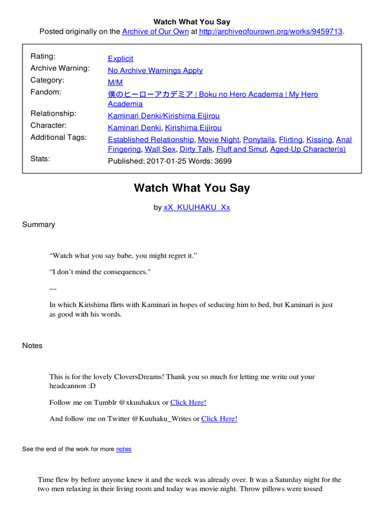 Watch What You Say | PDF