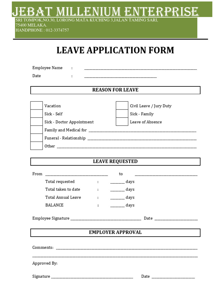 Leave Application Form | PDF
