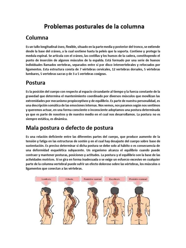 Problemas posturales de la columna | PDF