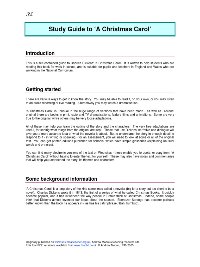 A Christmas Carol Study Guide PDF | PDF | Language Arts & Discipline ...