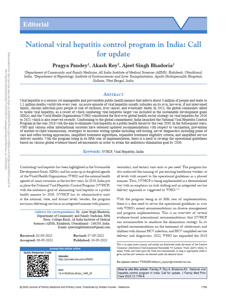 National Viral Hepatitis Control Program in India .1 | PDF