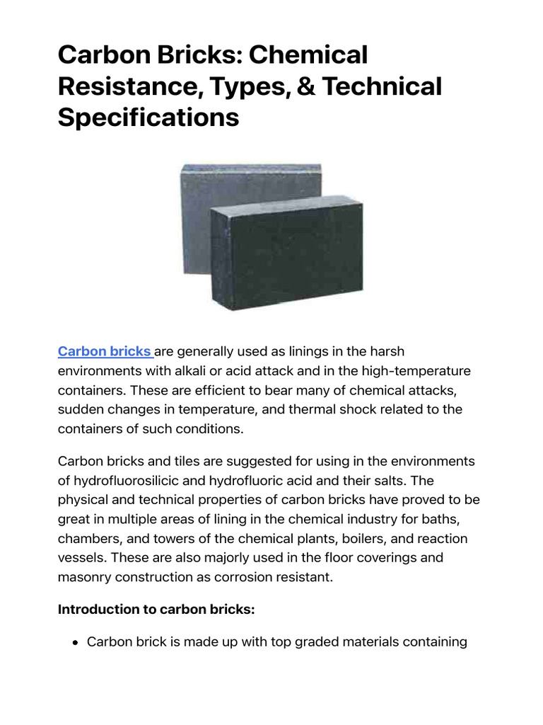 Carbon Bricks - Chemical Resistance, Types, & Technical Specifications ...