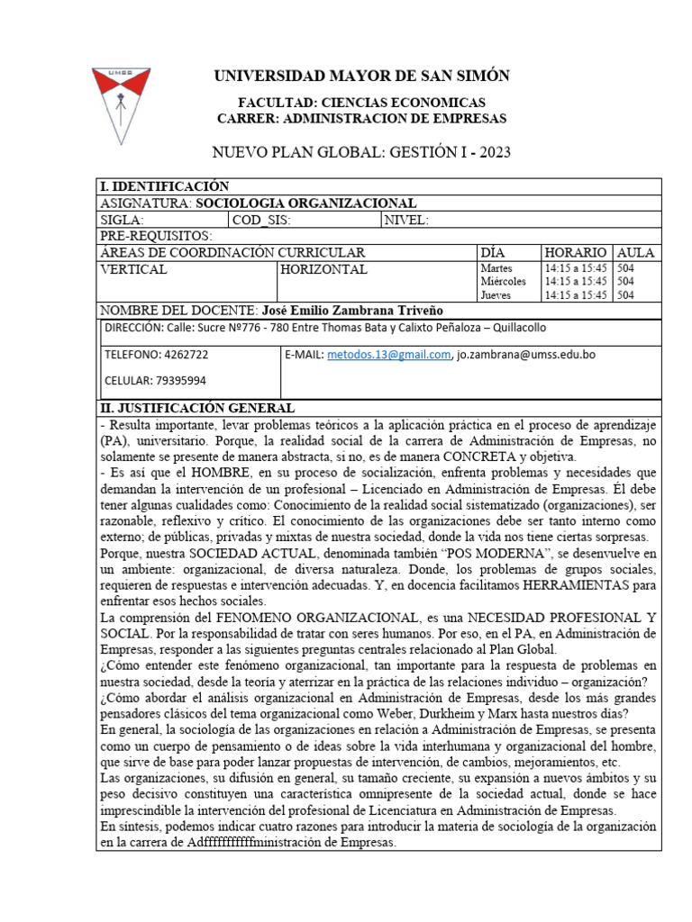 Plan Global Socio 2-23 | PDF